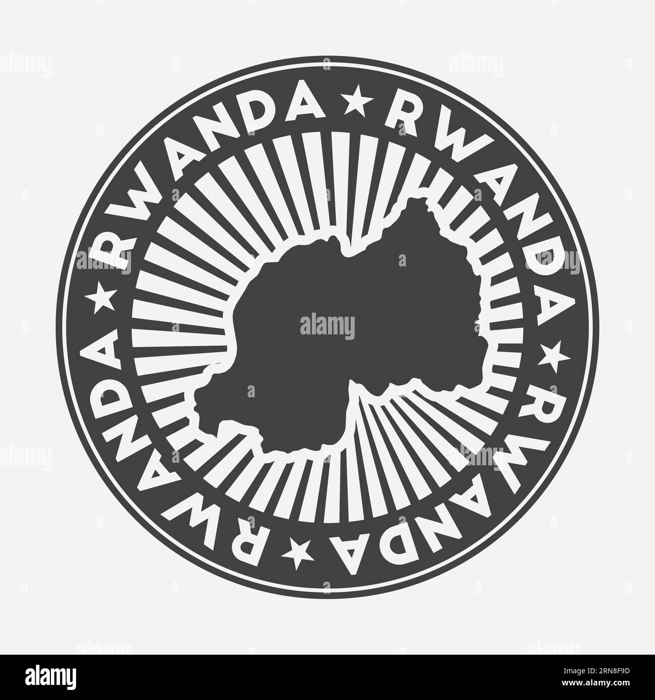 Rwanda round logo. Vintage travel badge with the circular name and map ...