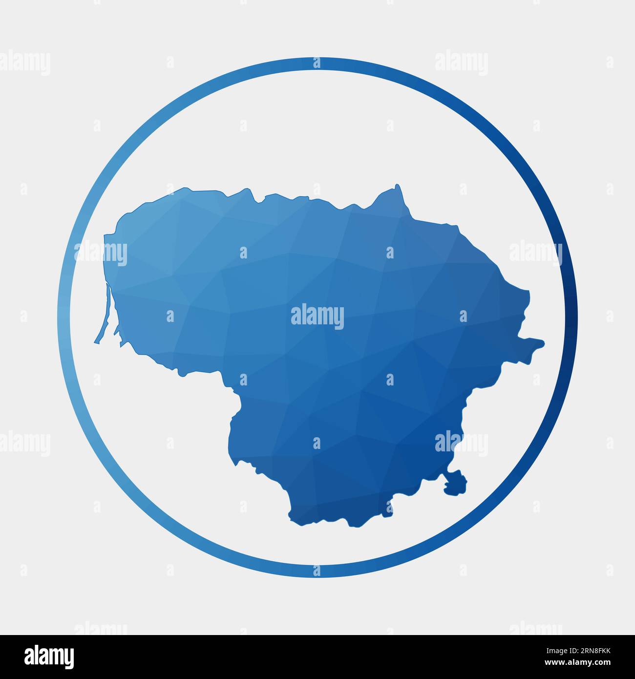 Lithuania icon. Polygonal map of the country in gradient ring. Round ...