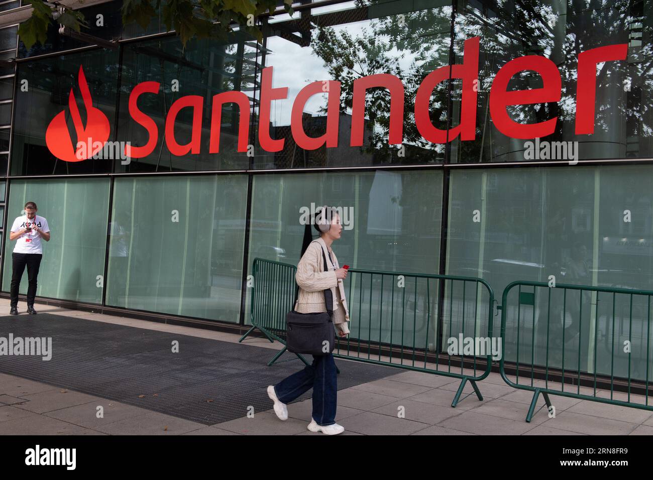 London, UK. 24 Aug 2023. A general view of a branch of Santander bank ...