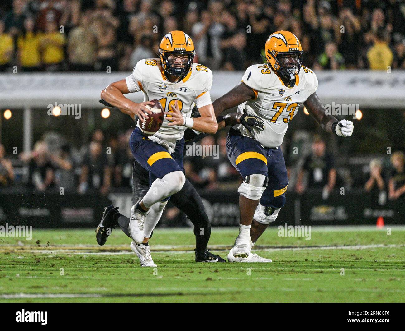 August 31, 2023: Kent State quarterback Michael Alaimo (18) scrambles ...