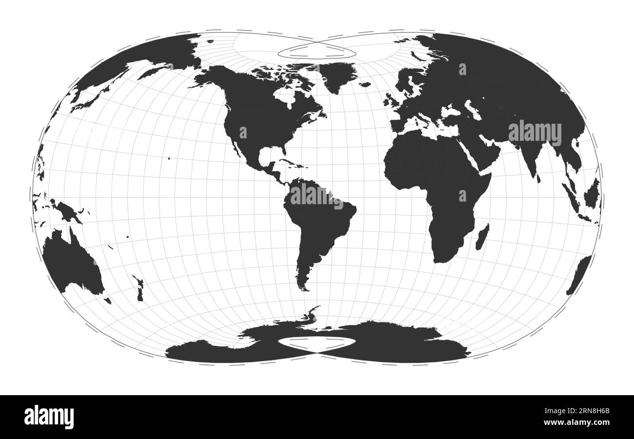 Vector world map. Laskowski tri-optimal projection. Plain world ...