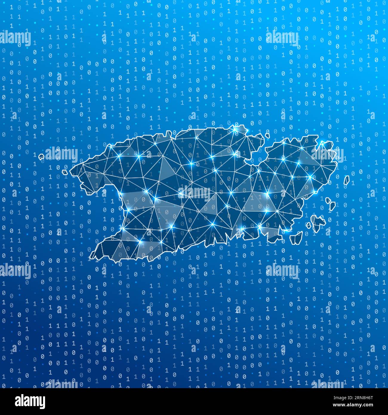 Network map of Vis island digital connections map. Technology, internet ...