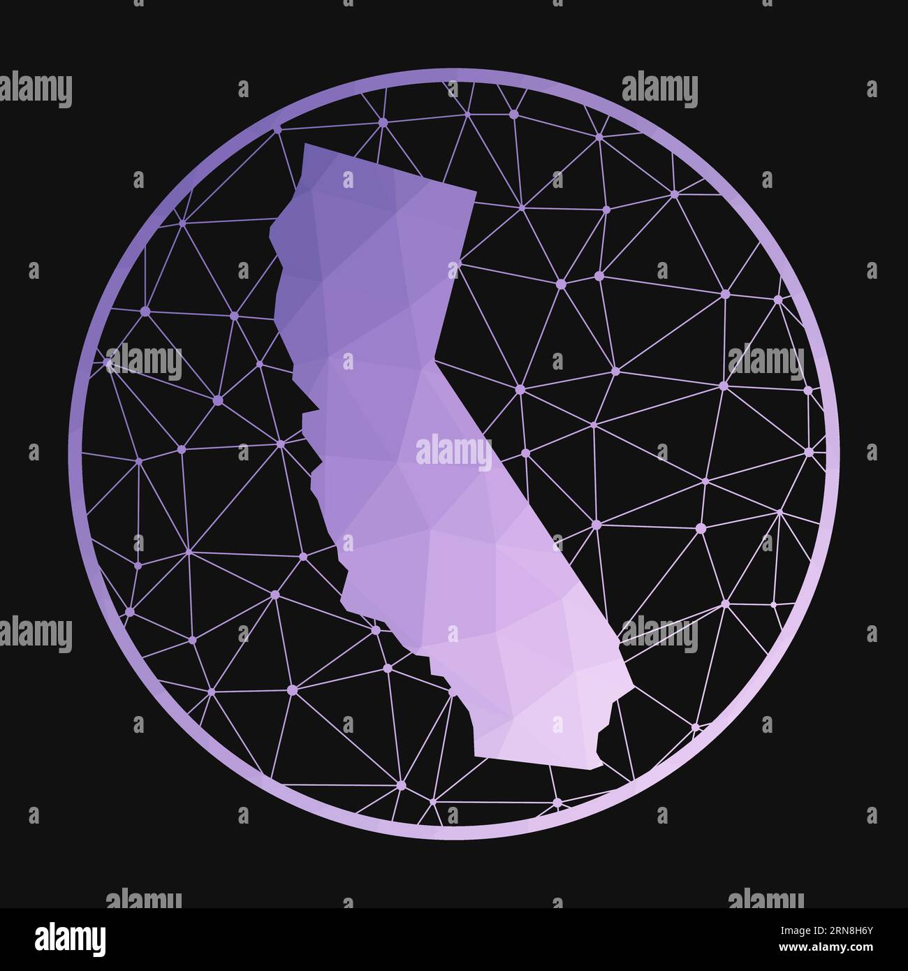 California icon. Vector polygonal map of the US state. California icon ...