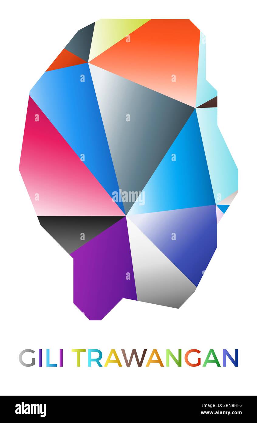 Bright colored Gili Trawangan shape. Multicolor geometric style island ...