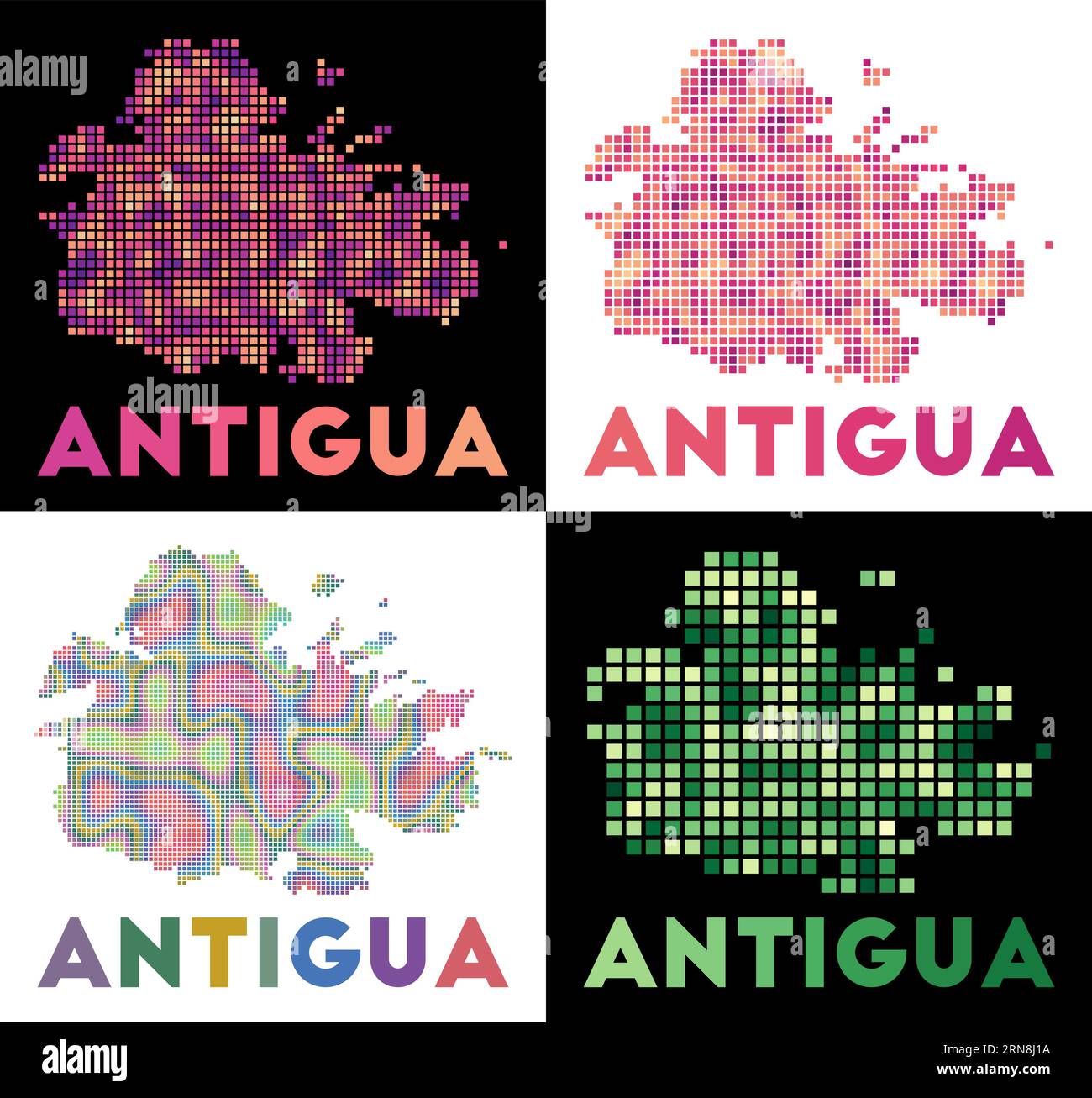 Antigua map. Collection of maps of Antigua in dotted style. Borders of ...