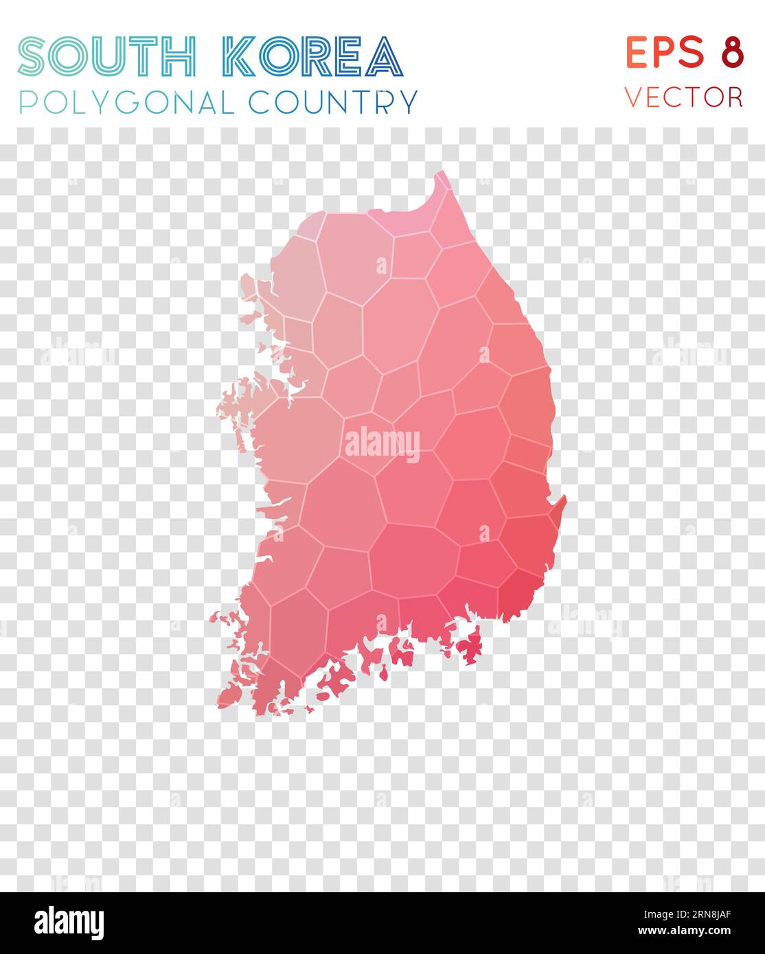 South Korea polygonal map, mosaic style country. Overwhelming low poly ...