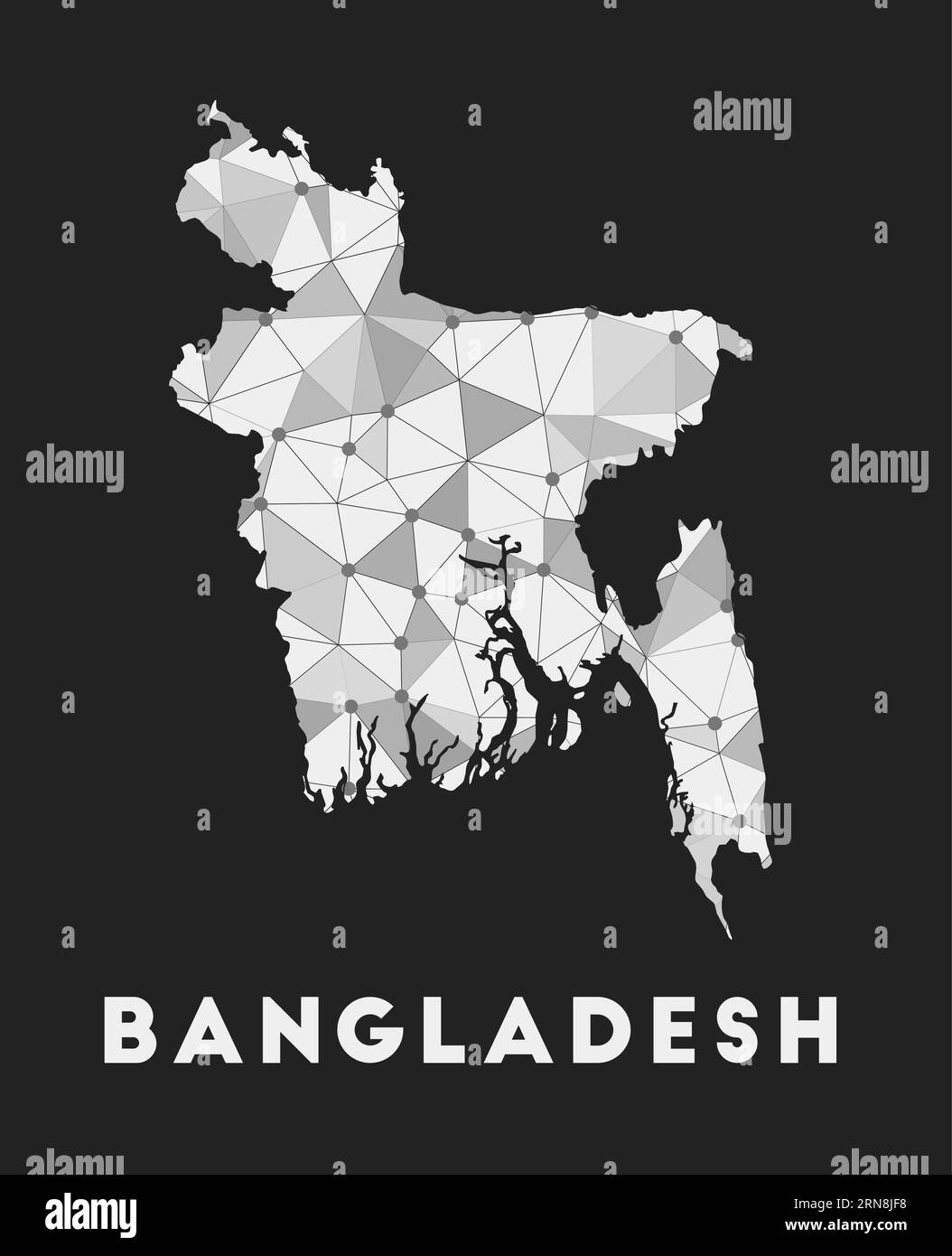 Bangladesh communication network map of country. Bangladesh trendy geometric design on dark ...