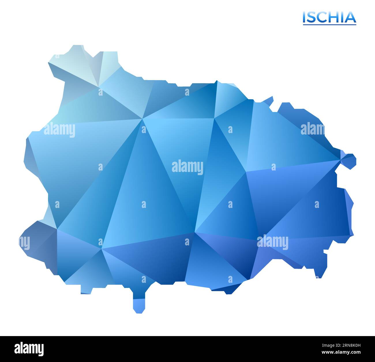 Vector polygonal Ischia map. Vibrant geometric island in low poly style ...