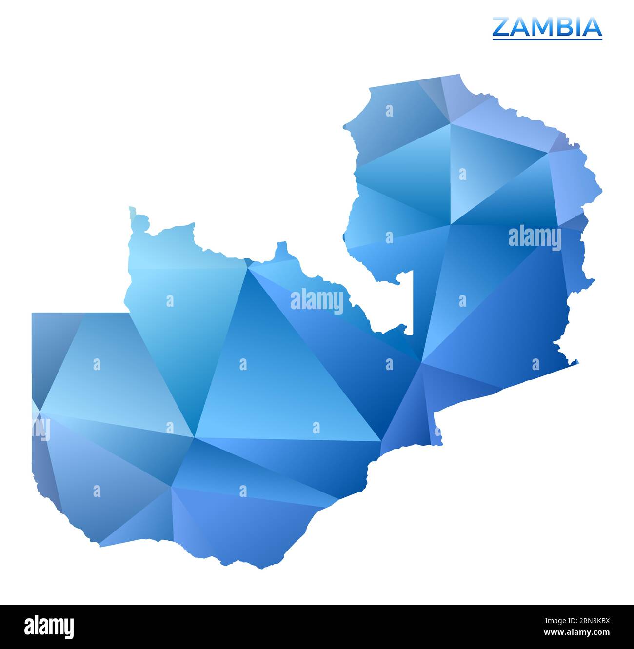 Vector polygonal Zambia map. Vibrant geometric country in low poly style. Astonishing ...
