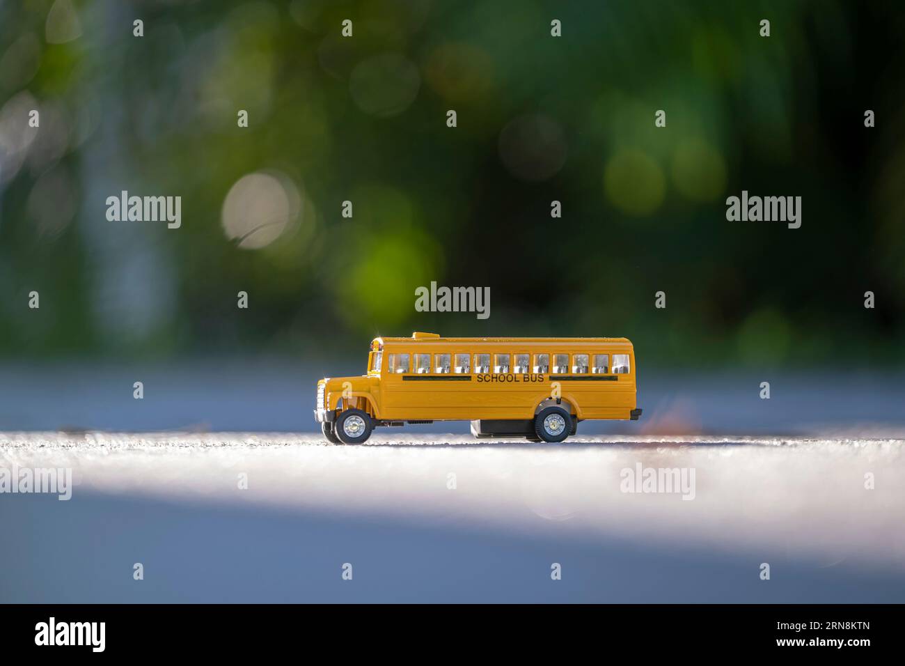 Model of classical american yellow school bus for transporting of kids ...