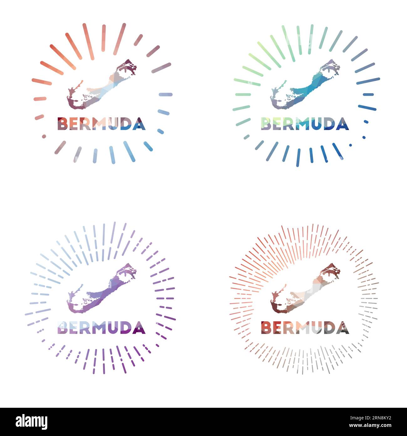 Bermuda low poly sunburst set. Logo of island in geometric polygonal ... Bermuda low poly sunburst set. Logo of island in geometric polygonal ...