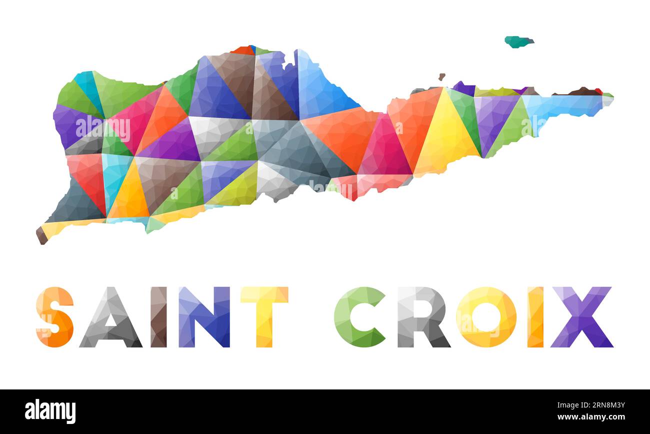 Saint Croix - colorful low poly island shape. Multicolor geometric ...