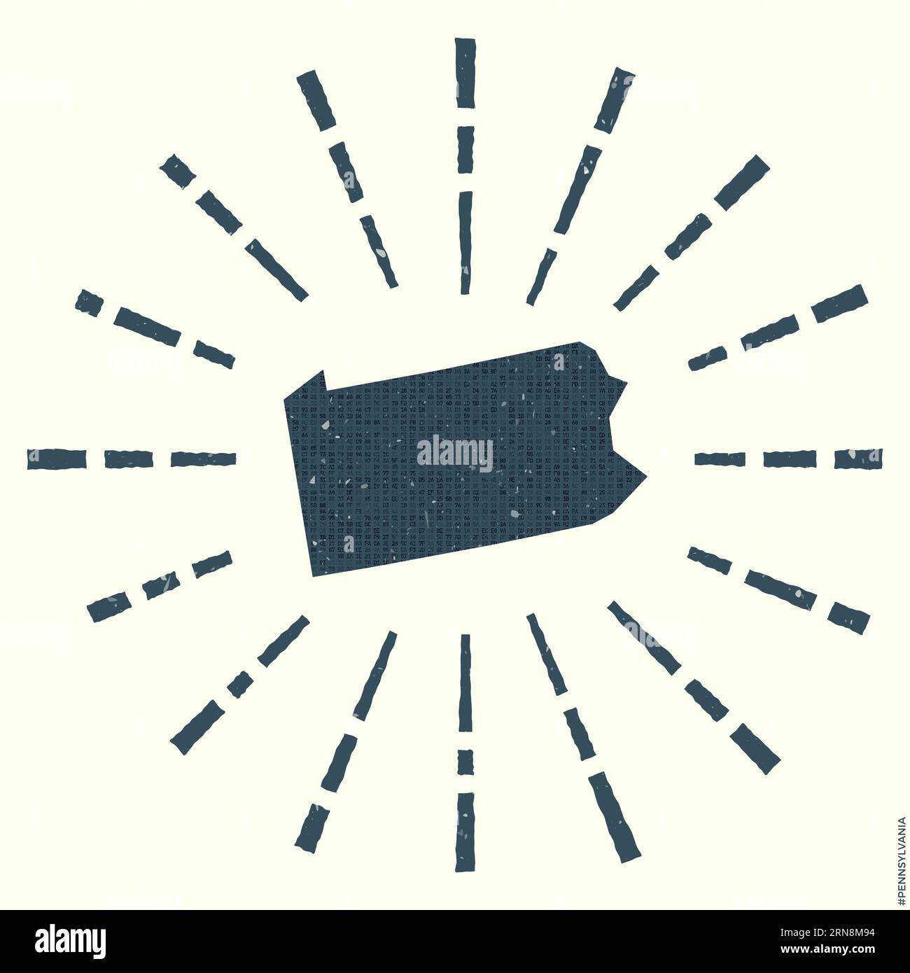 Pennsylvania Logo. Grunge sunburst poster with map of the us state ...