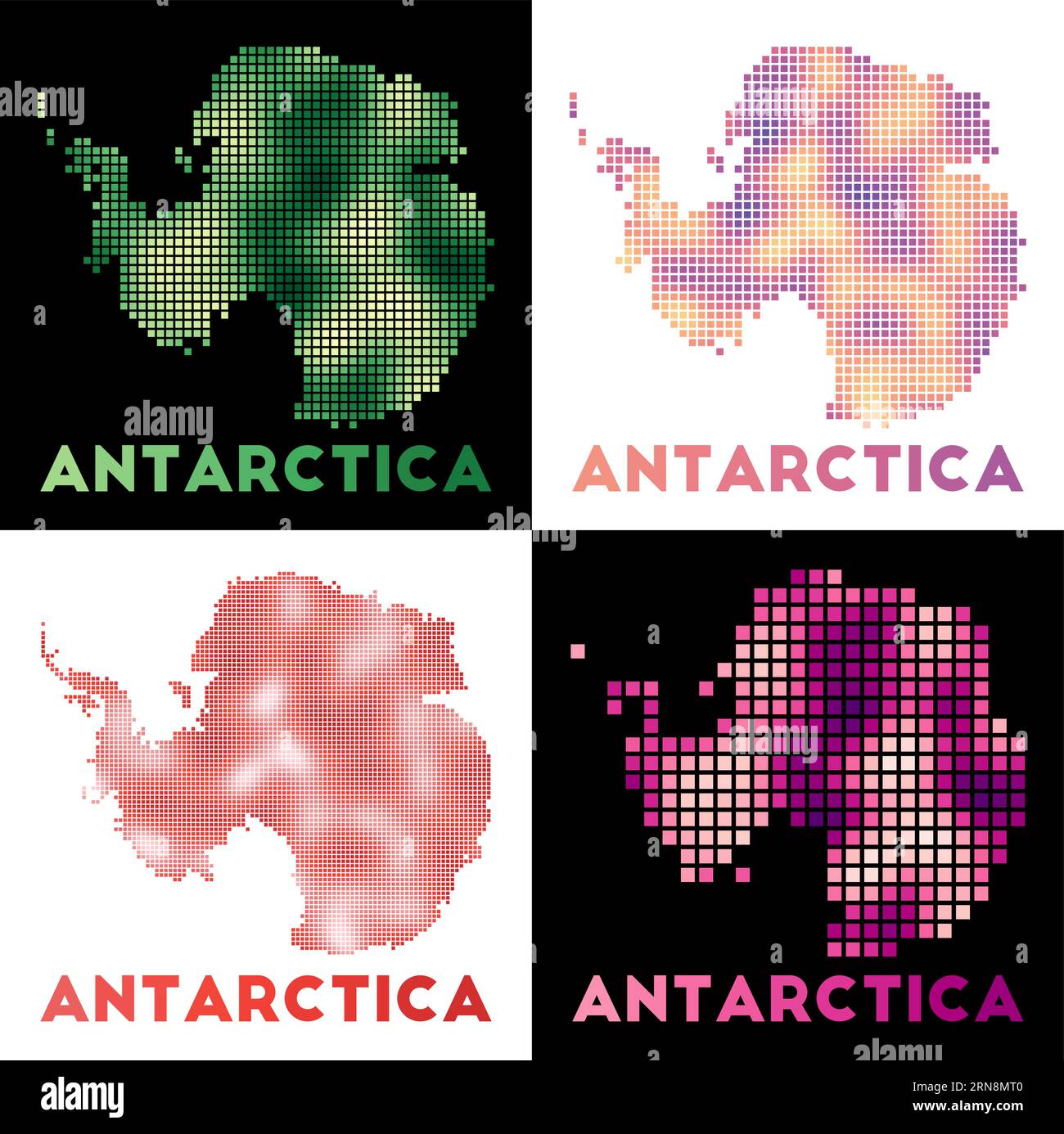 Antarctica map. Collection of maps of Antarctica in dotted style ...