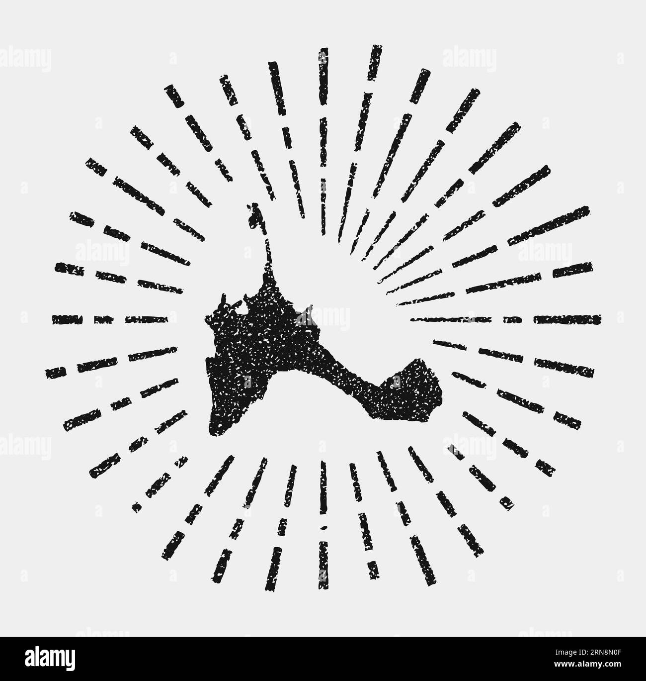 Vintage map of Formentera with a grunge sunburst around the island ...