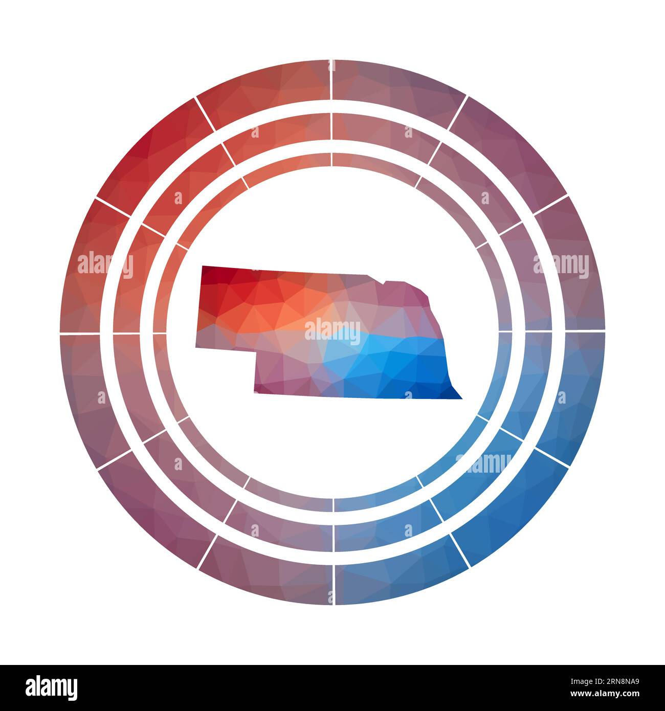 Nebraska badge. Bright gradient logo of the US state in low poly style ...