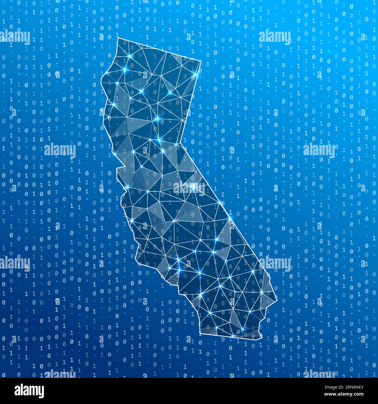 Network map of California. US state digital connections map. Technology ...
