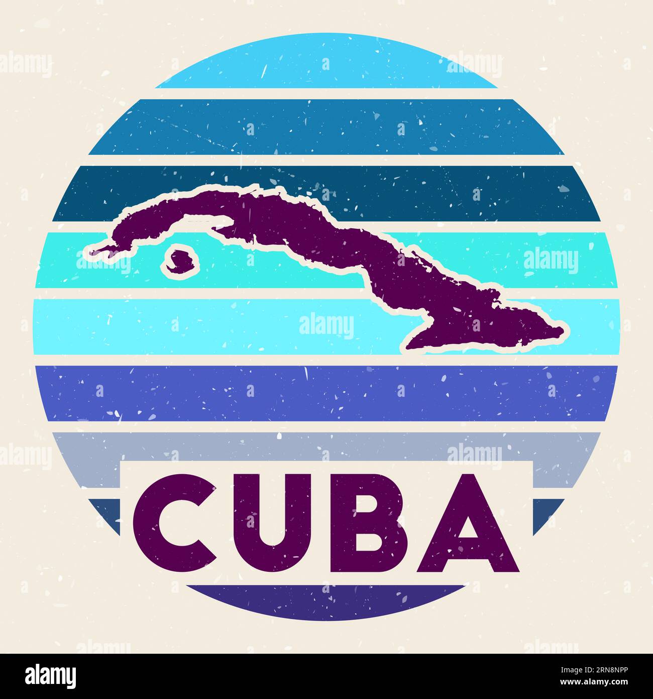 Cuba logo. Sign with the map of the country and colored stripes, vector ...