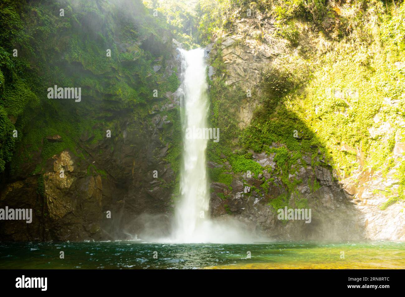 Waterfall at mountain Gorge in Batad, province Banaue. North ...