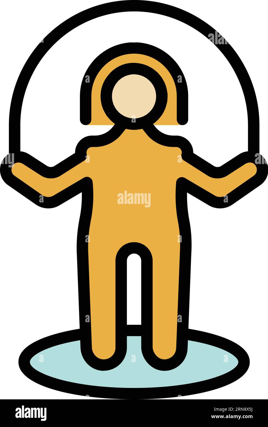 Activity gym jump icon outline vector. Fitness rope. Sport play color ...