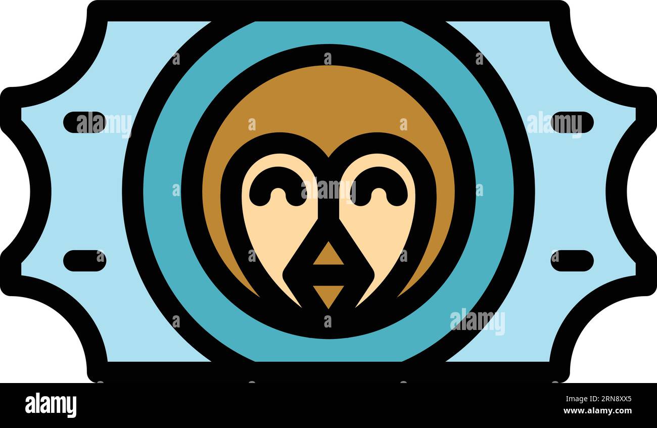 Jungle zoo ticket icon outline vector. Animal token. Movie pass color ...