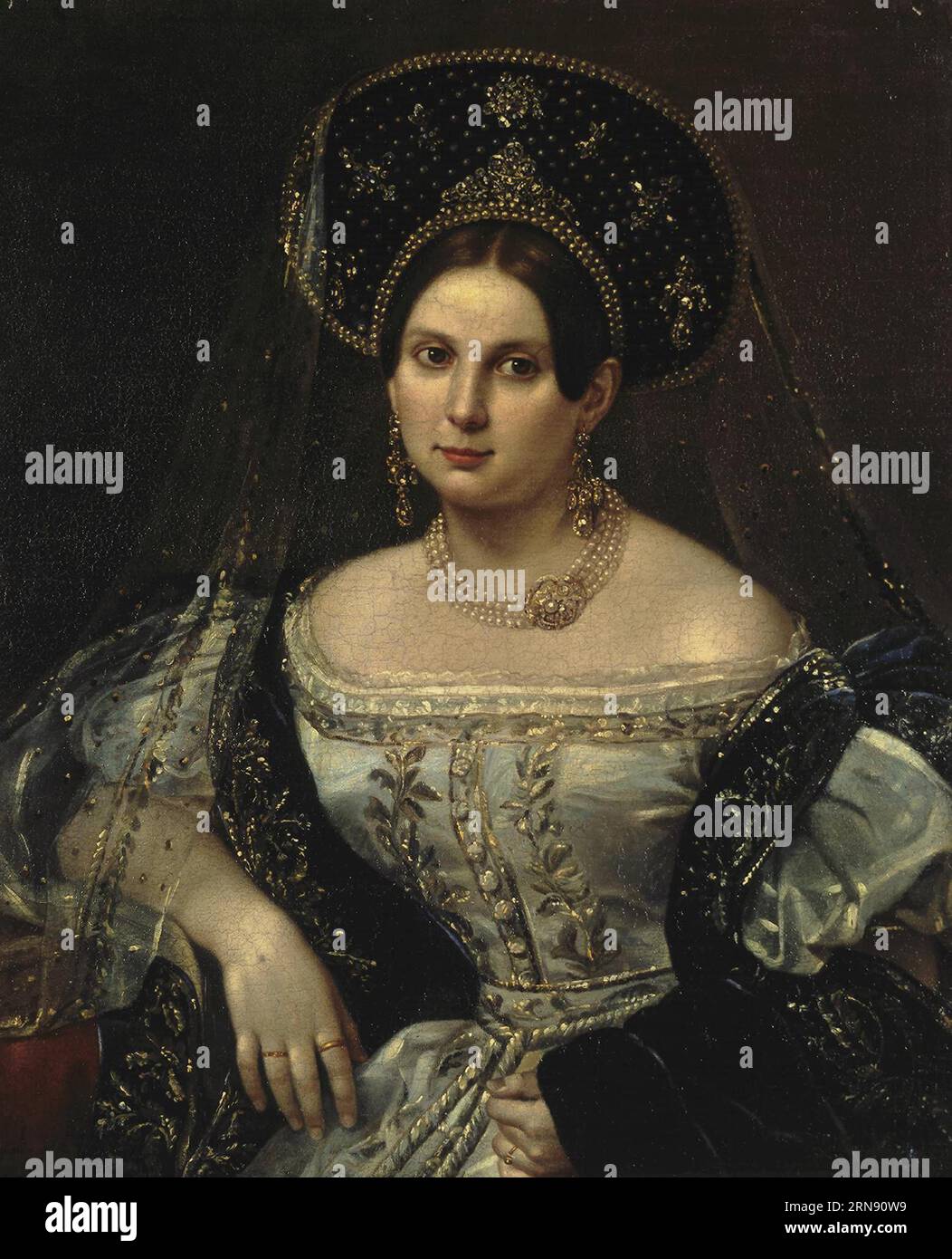 "Portrait of the Lady-in-Waiting Anna Okulova" (?) 1837 by Pimen Orlov ...