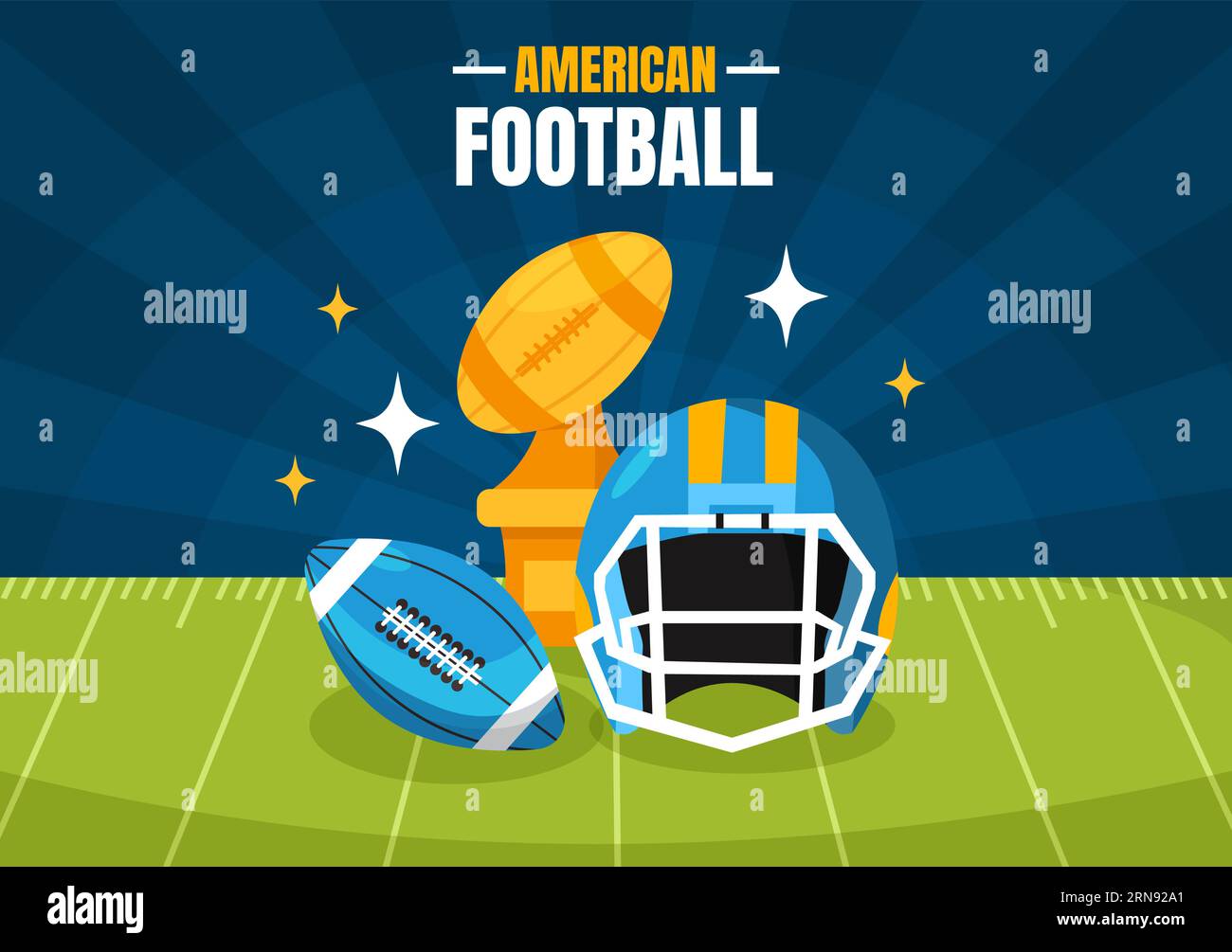 American Football Vector Illustration with Ball Athlete Equipment ...