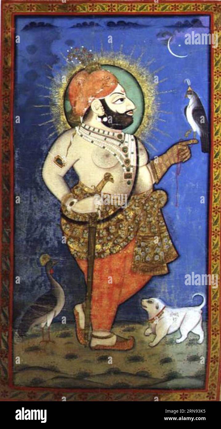 Maharana Bhim Singh with a hawk circa 1805 by Chokha Stock Photo - Alamy