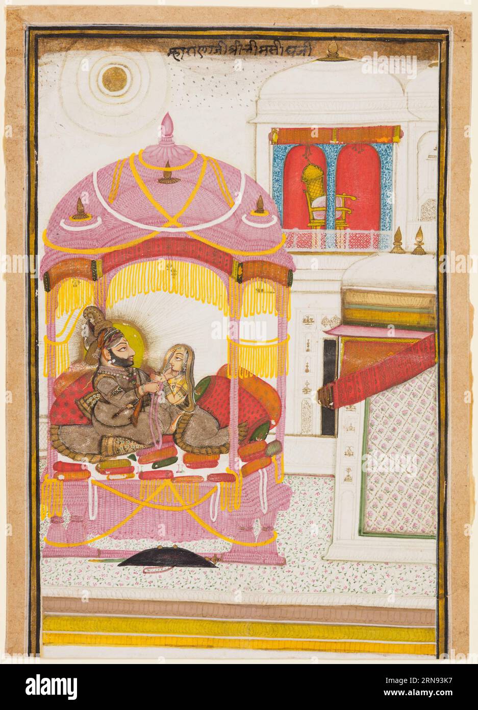 Maharana Bhim Singh of Mewar (r. 1778–1828) with a Consort 1800 by ...