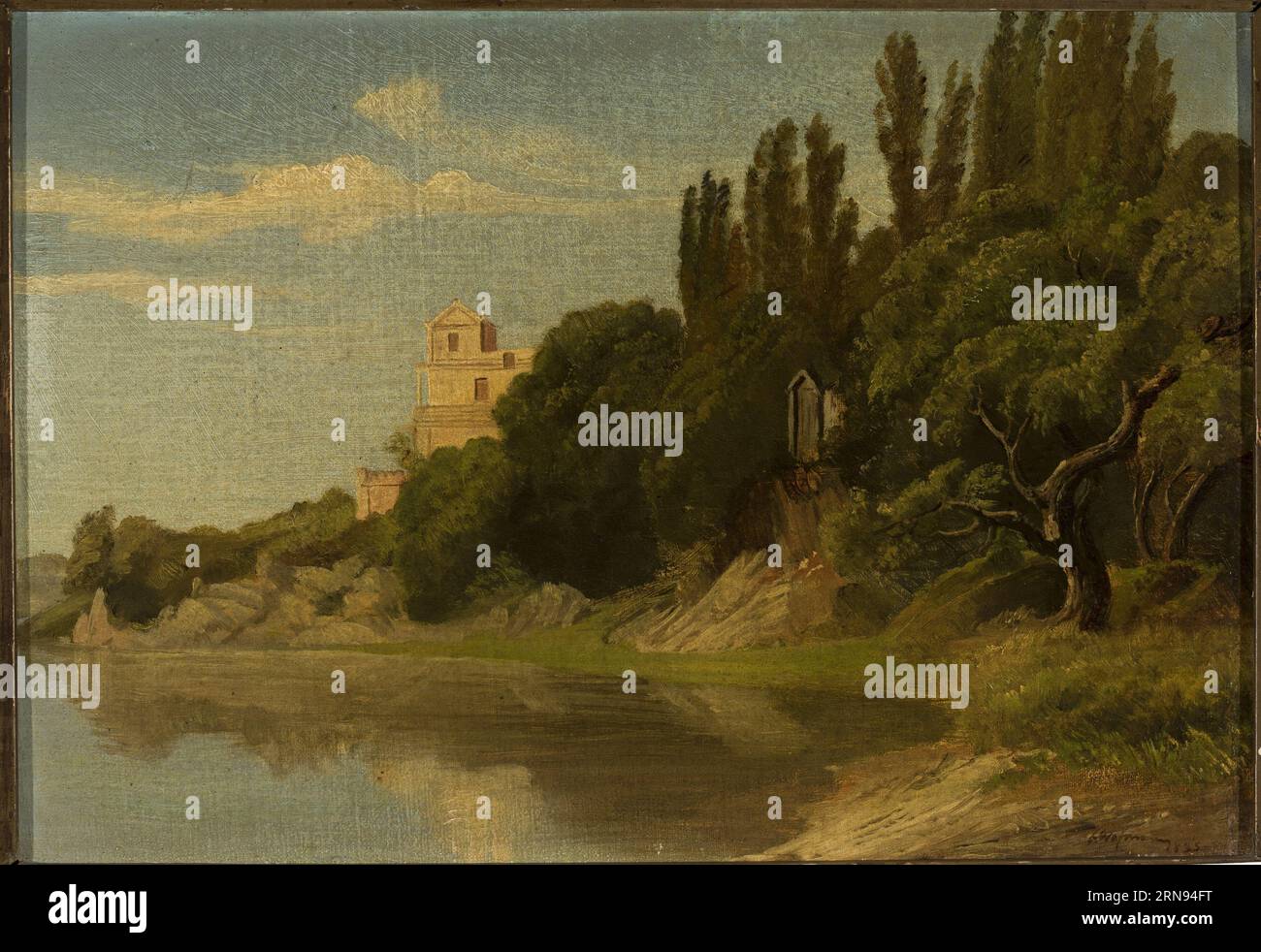 Italian waterside landscape 1835 by Friedrich Wasmann Stock Photo - Alamy