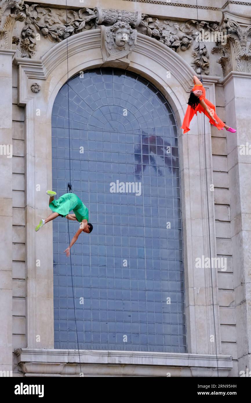 London, UK. 31st August, 2023. Resurgam performed by vertical dance ...