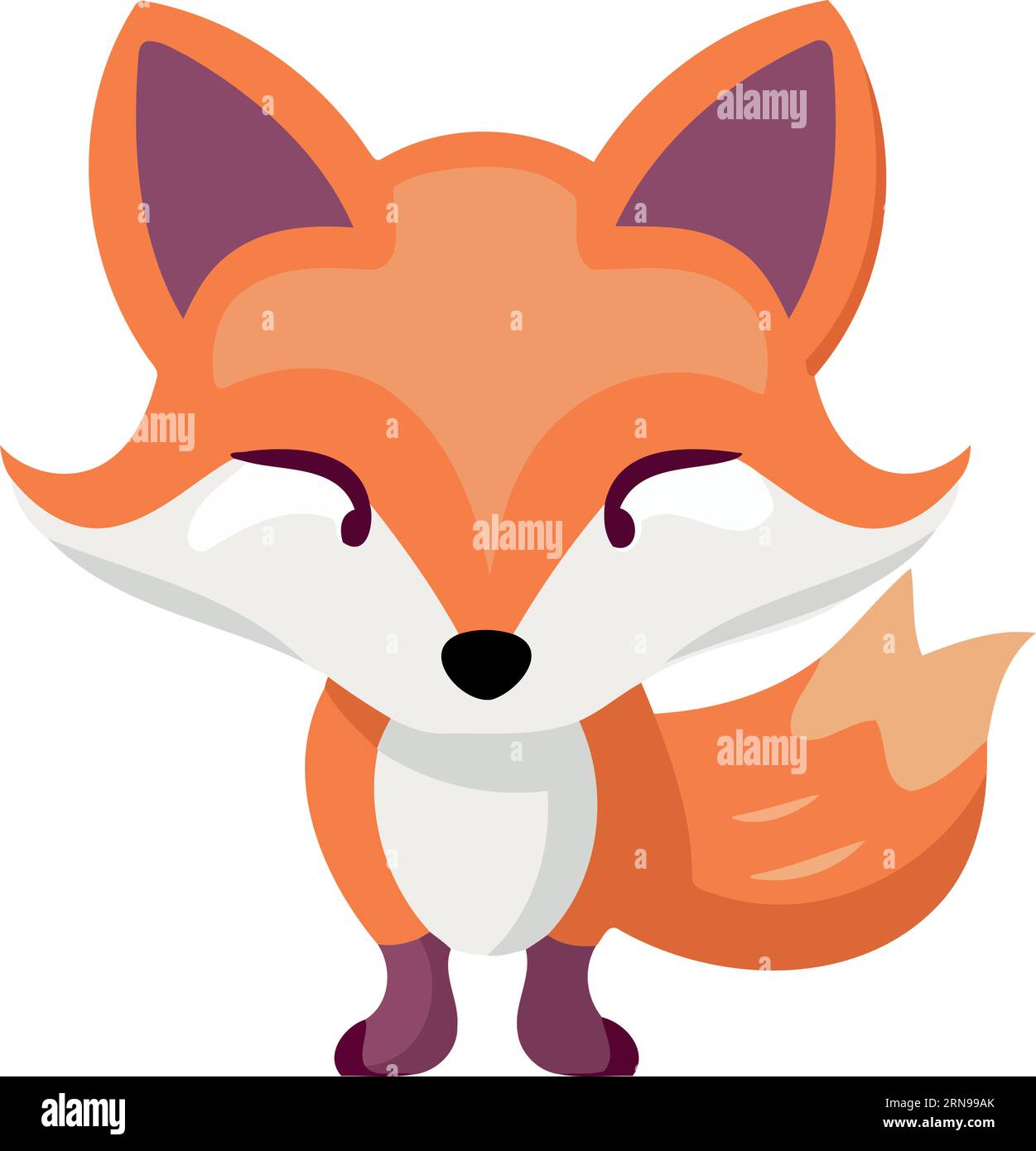 animal mammal fox orange fluffy minimalistic vector illustration Stock ...