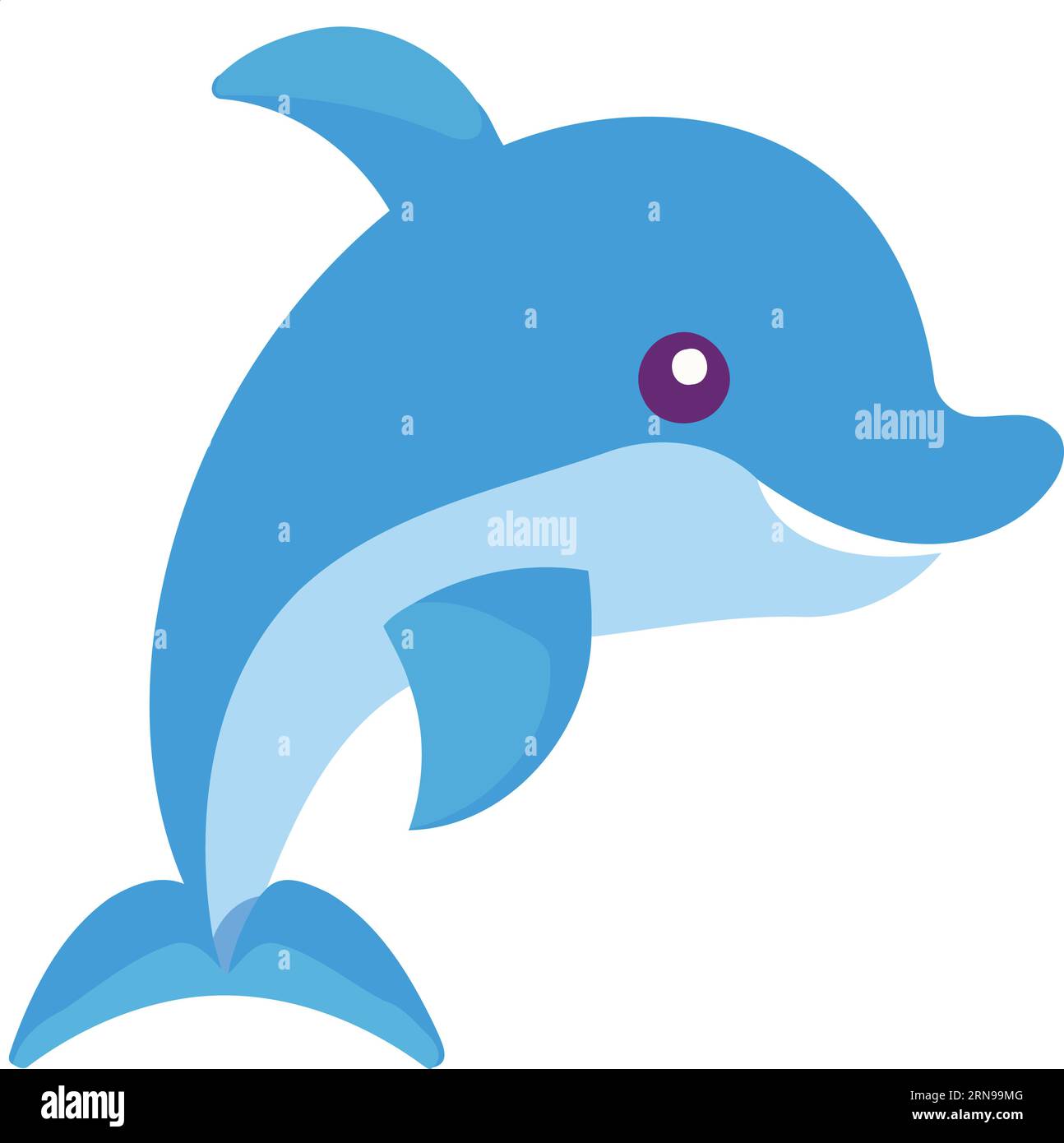 aquatic animal dolphin blue fluffy minimalistic vector illustration ...