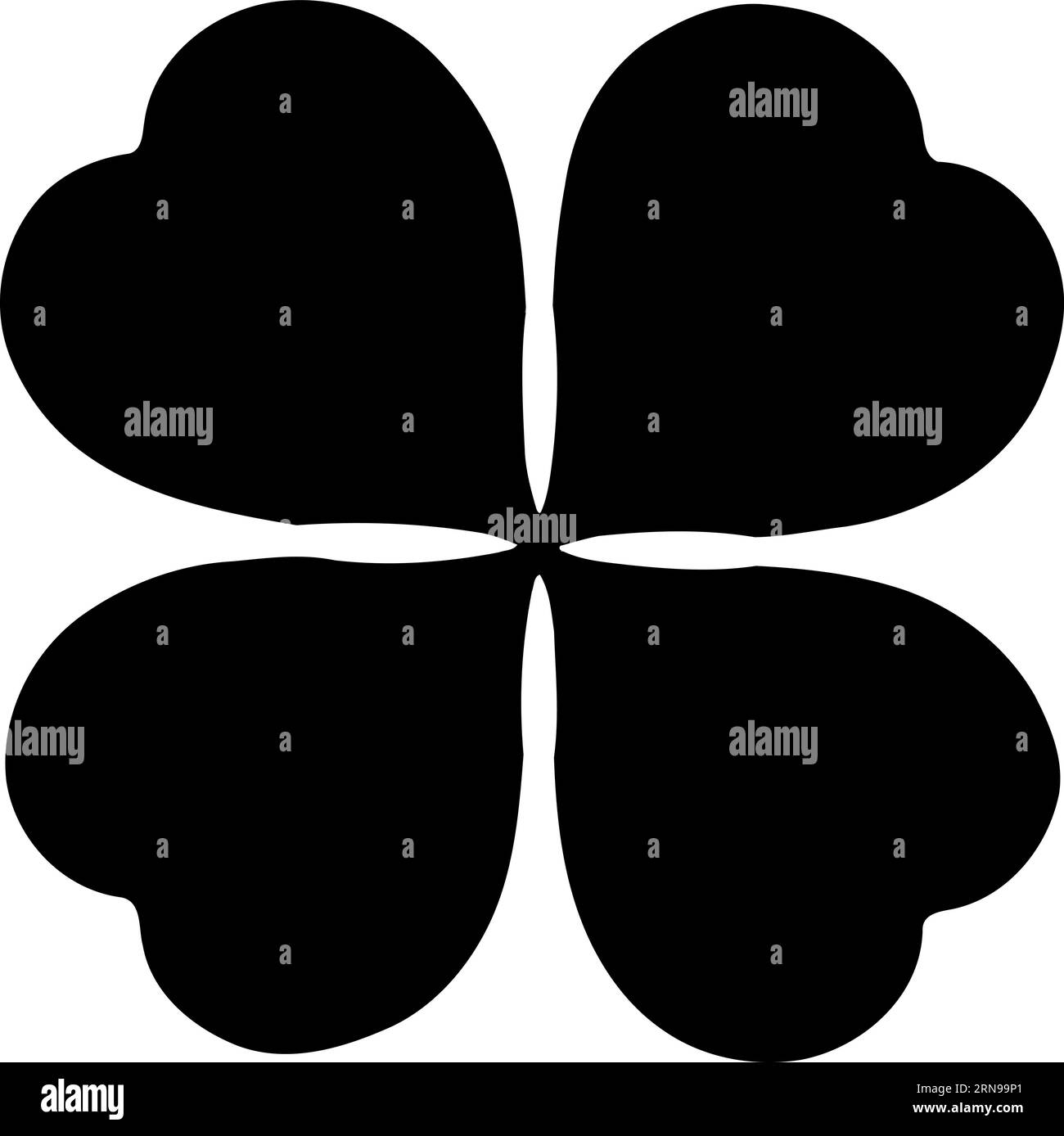 black and white four leaf clover minimalistic vector illustration Stock ...