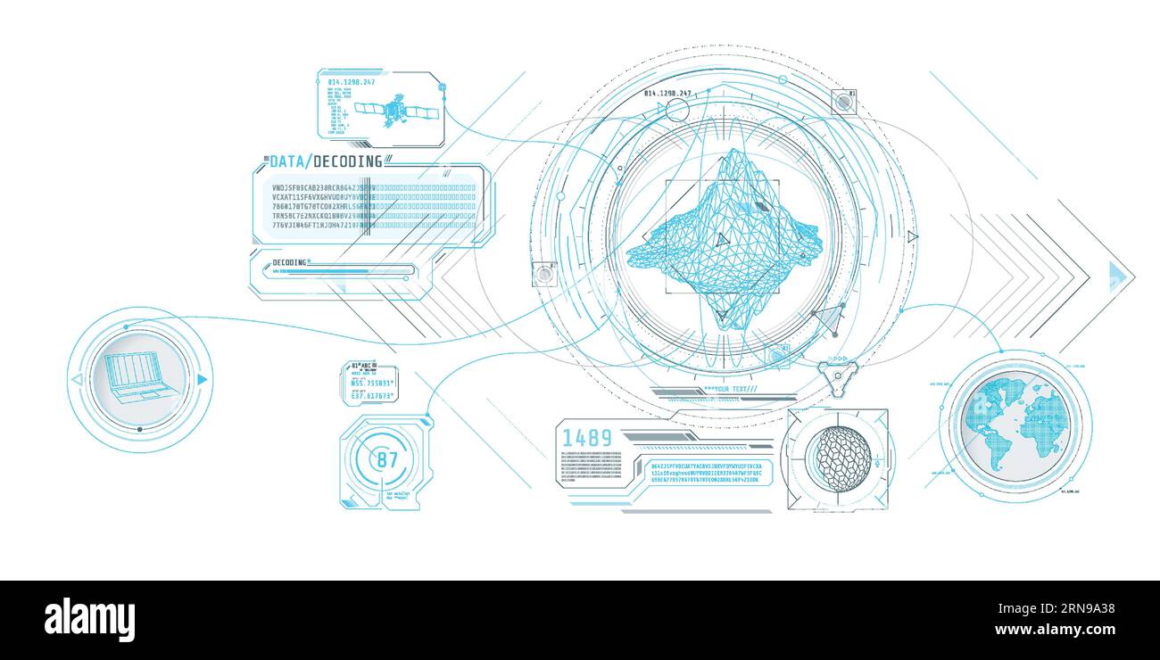 Futuristic geoscience software screen design with data decoding Stock ...
