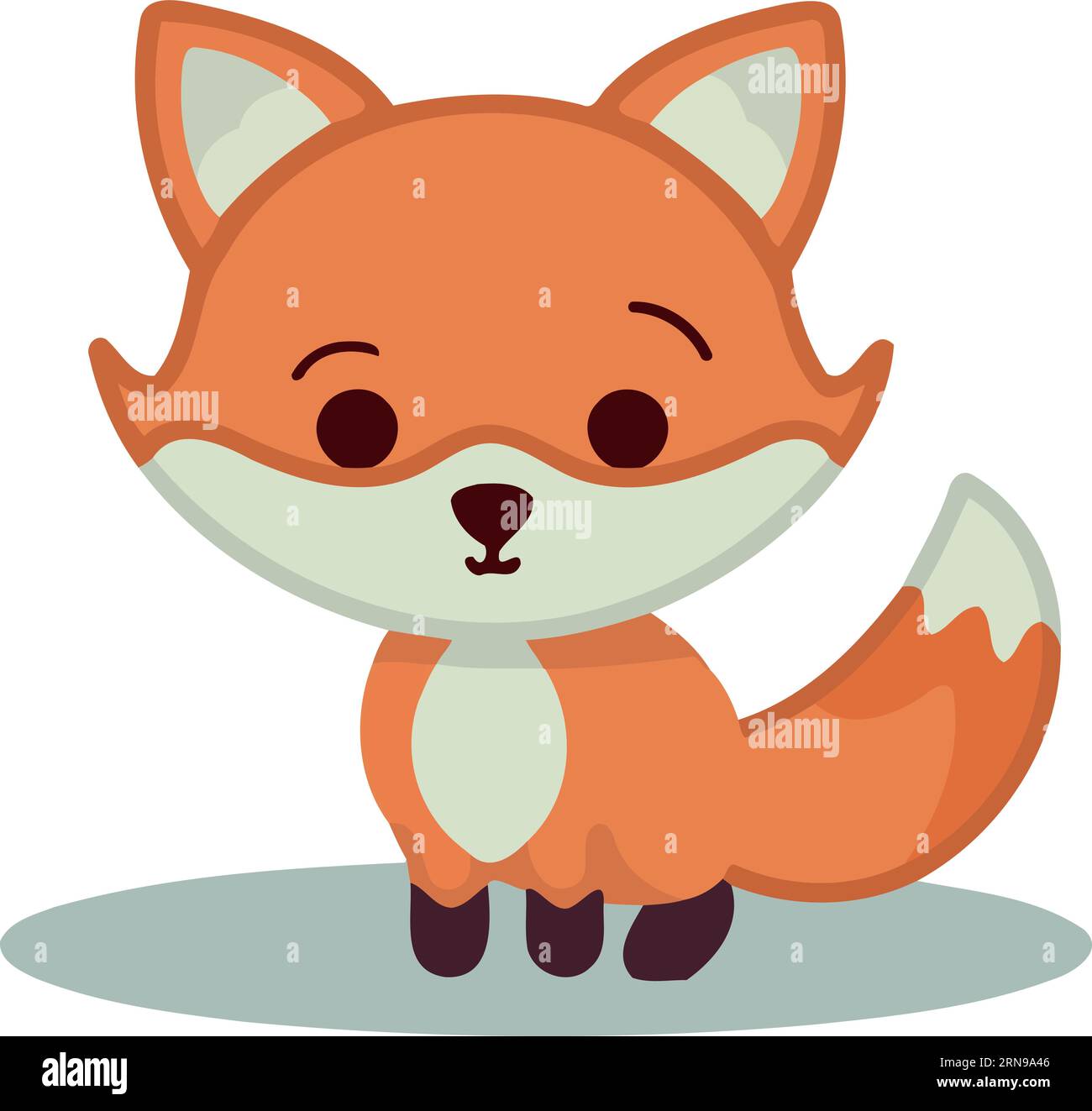 animal mammal fox orange fluffy minimalistic vector illustration Stock ...