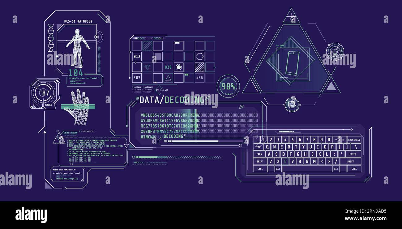 Futuristic HUD interface for entering and decoding personal data Stock Vector Image & Art - Alamy