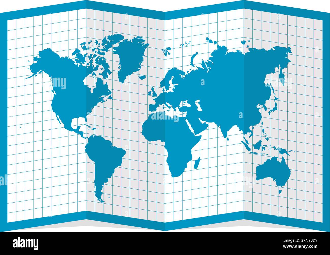 Vector illustration of four-fold world map Stock Vector Image & Art - Alamy