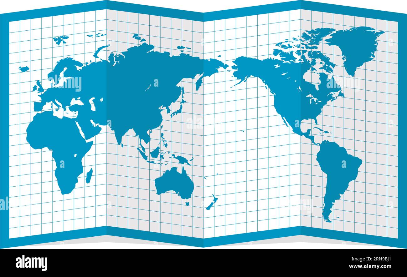Vector illustration of four-fold world map Stock Vector Image & Art - Alamy
