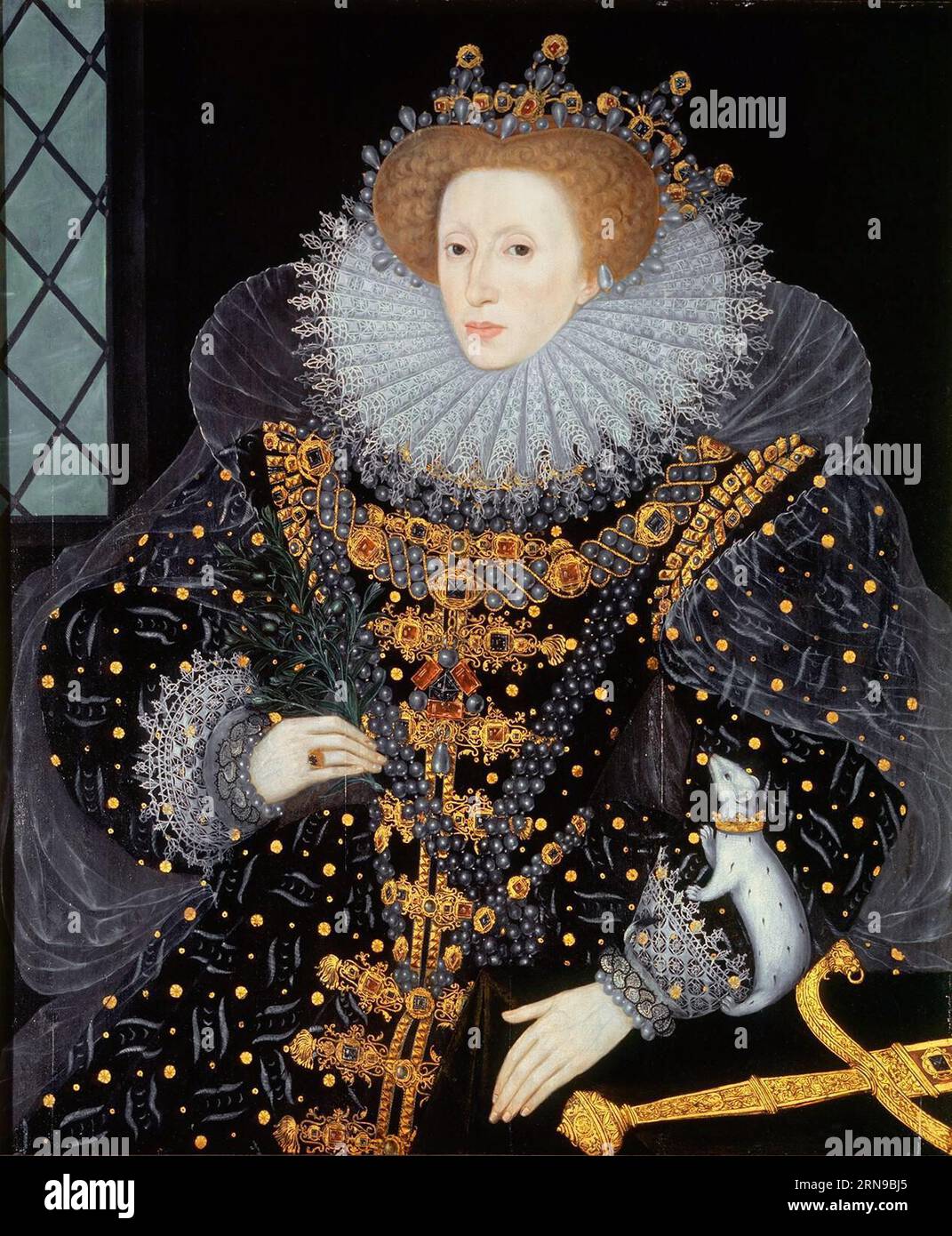 The Ermine Portrait of Elizabeth I circa 1585 by William Segar Stock ...
