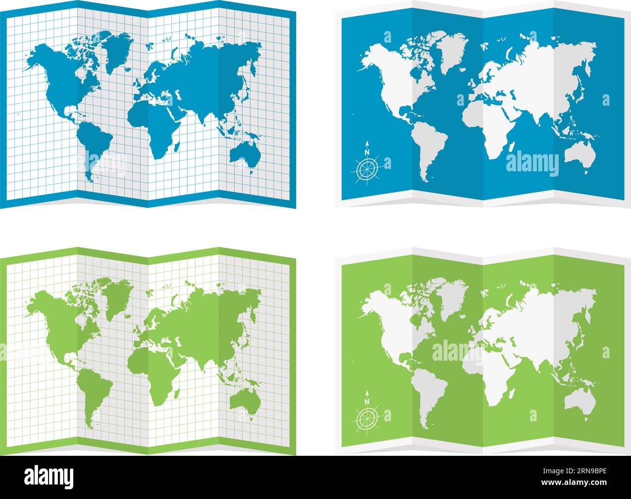 Vector illustration of four-fold world map Stock Vector Image & Art - Alamy
