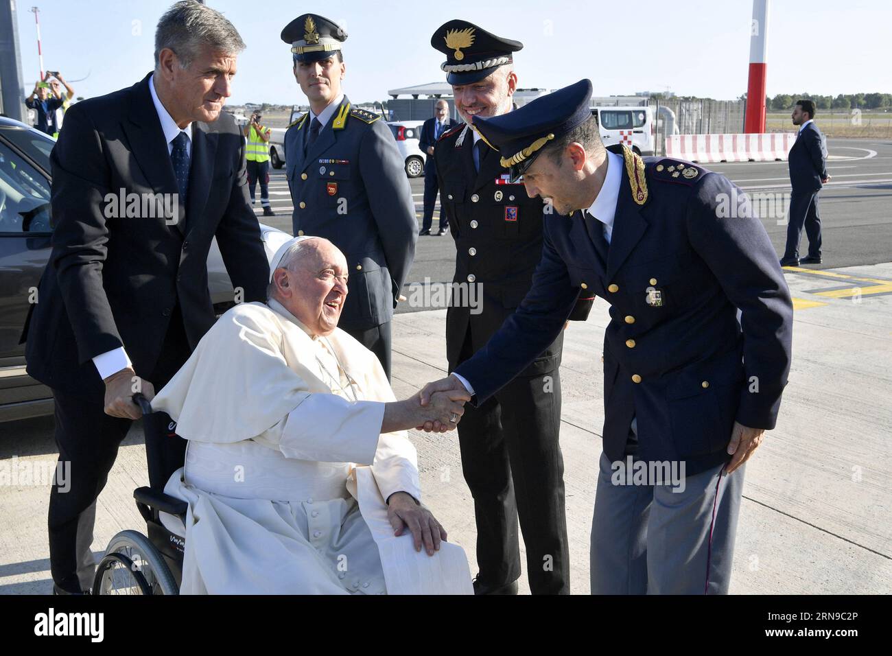 Rome, Italy. 31st Aug, 2023. Pope Francis departs from Rome, Italy ...