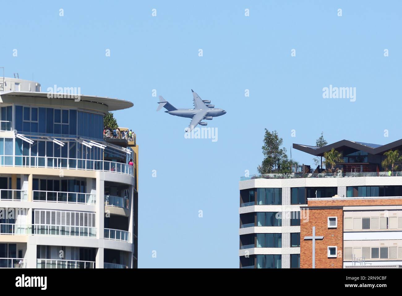 The Royal Australian Air Force aka RAAF practice flypast over the city ...