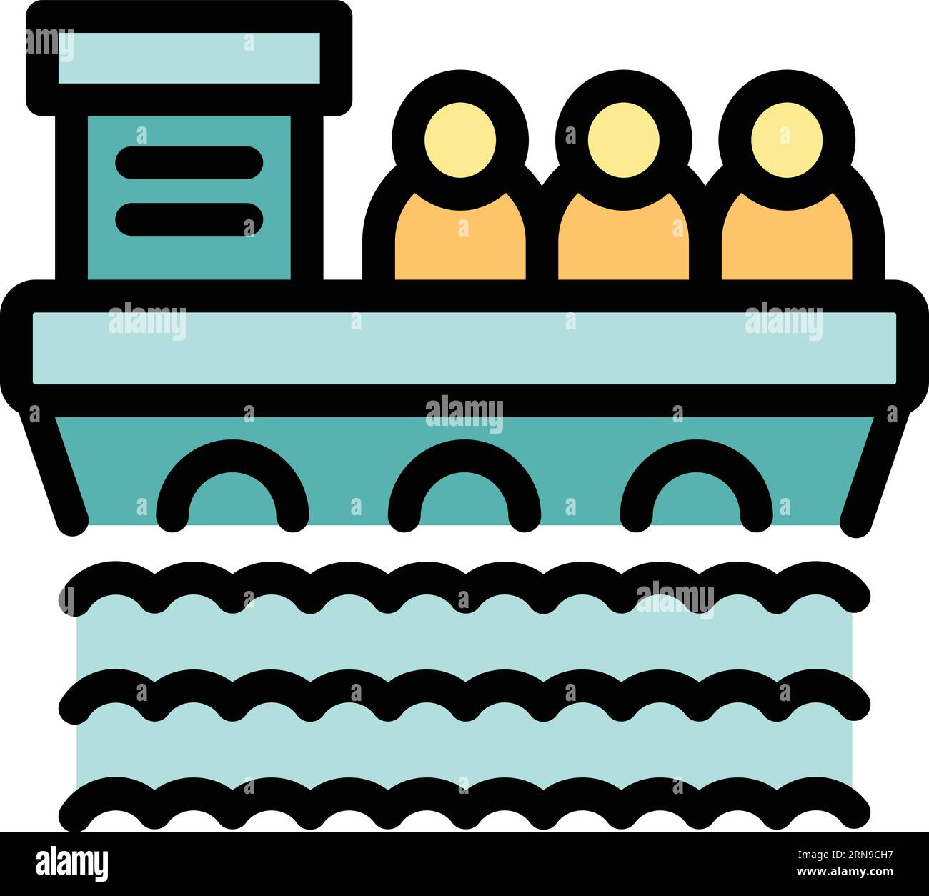 Ship migration icon outline vector. Migrant people. Seeker help color ...