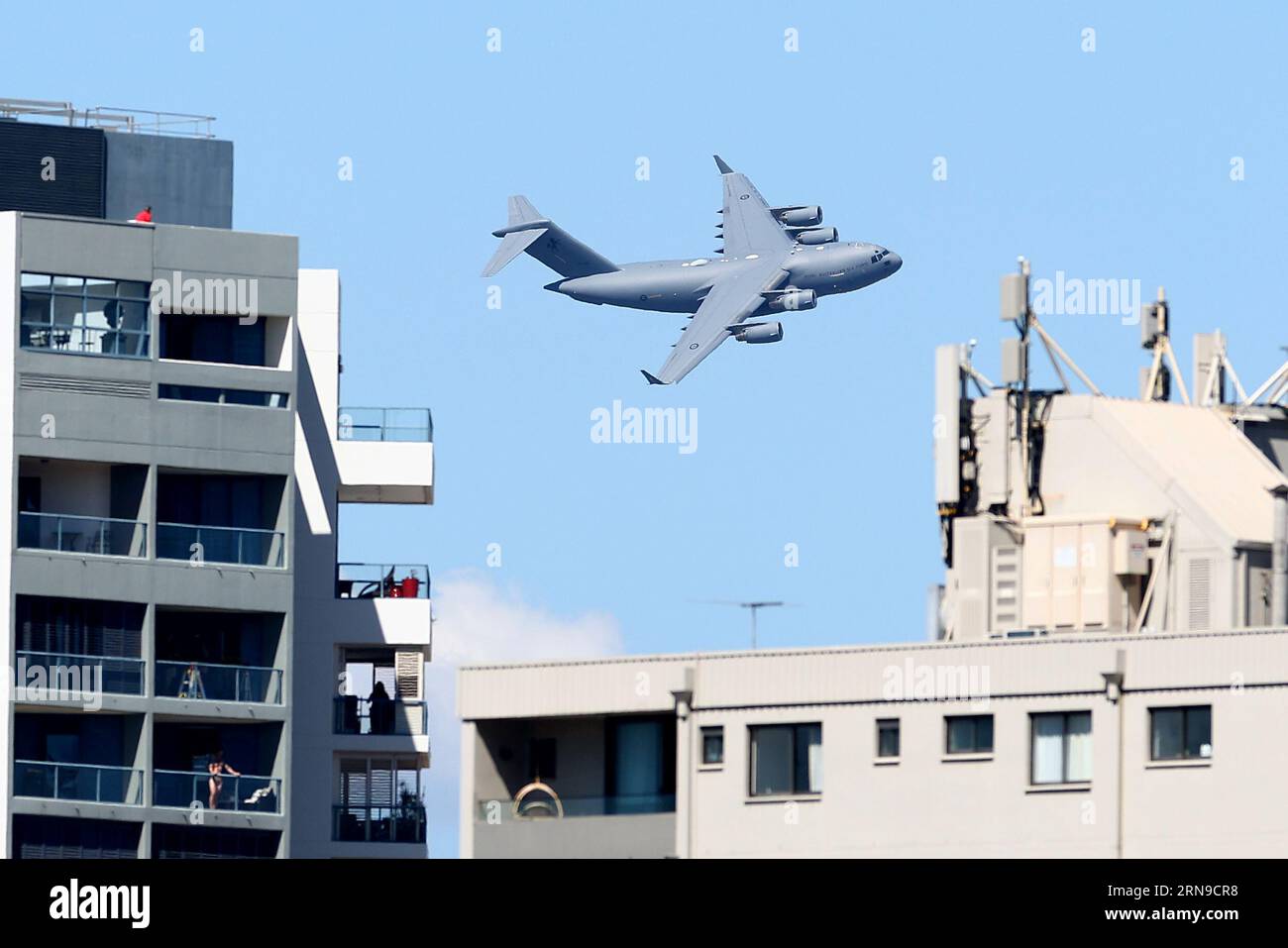 The Royal Australian Air Force aka RAAF practice flypast over the city ...