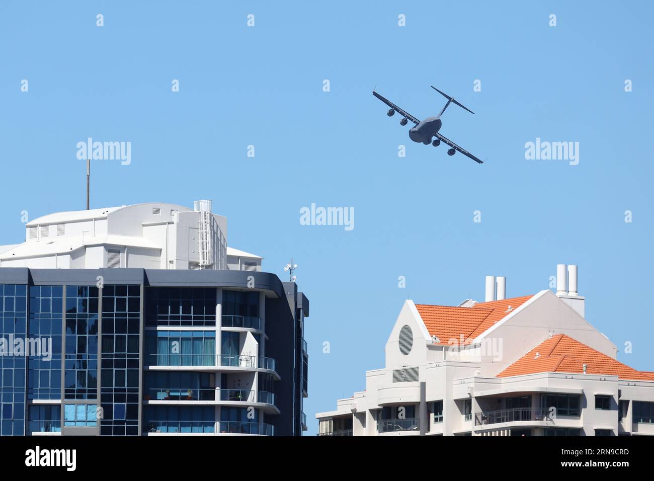 The Royal Australian Air Force aka RAAF practice flypast over the city ...