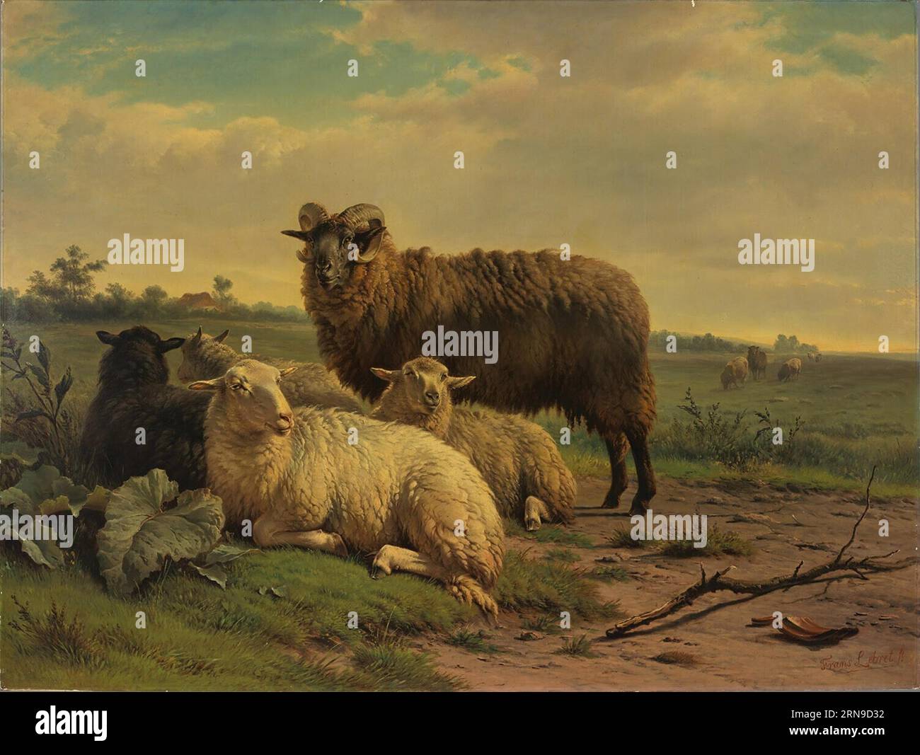 Landscape with Sheep circa 1860 by Frans Lebret Stock Photo - Alamy