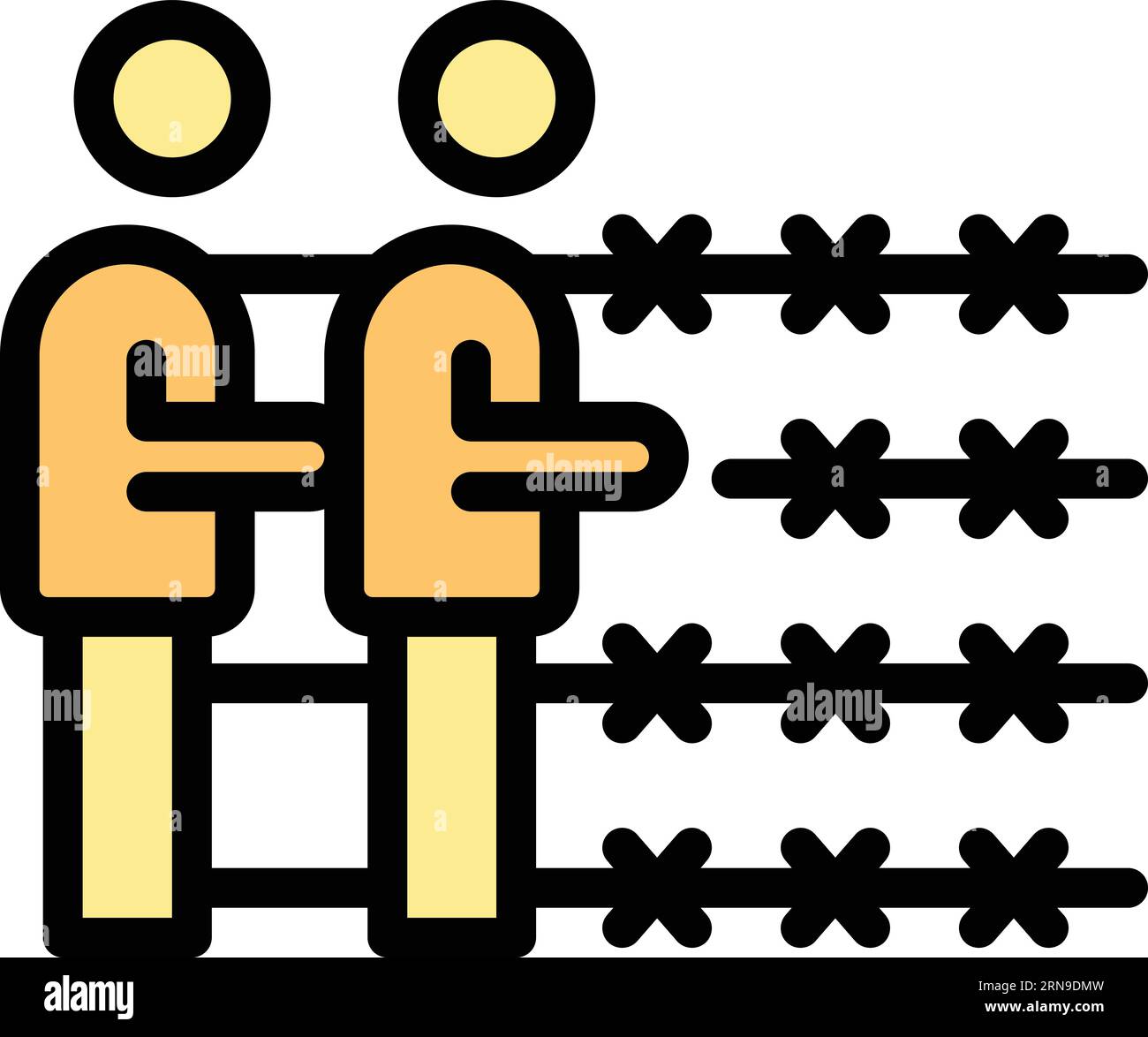 Border refugee icon outline vector. Asylum people. Migration family ...