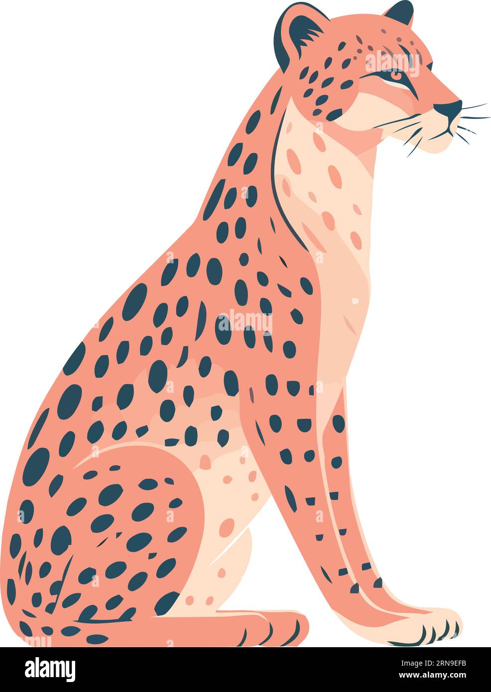 Spotted cheetah sitting in nature, looking dangerous Stock Vector Image ...