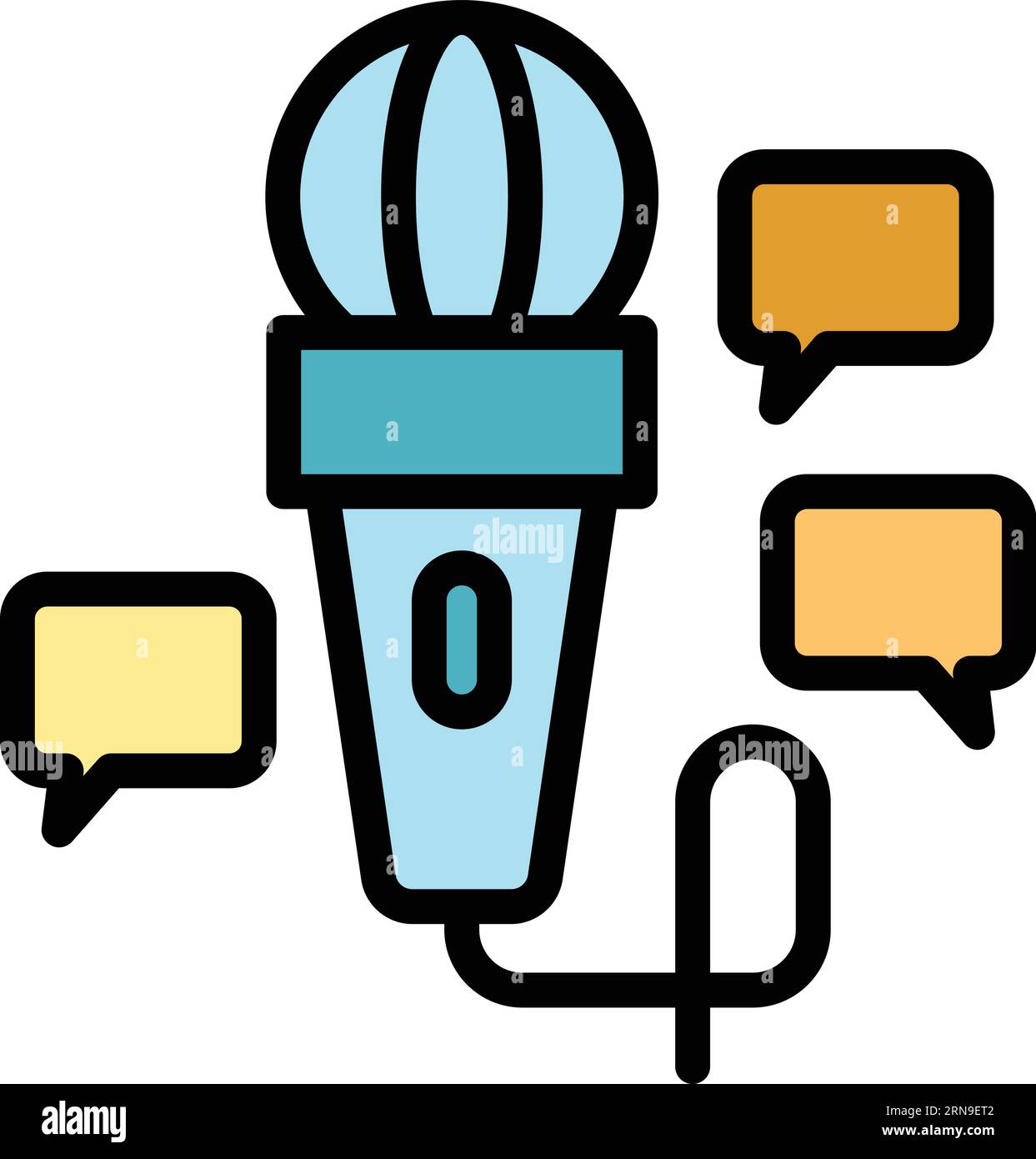 Microphone reporter interview icon outline vector. Tv news. Talk show ...